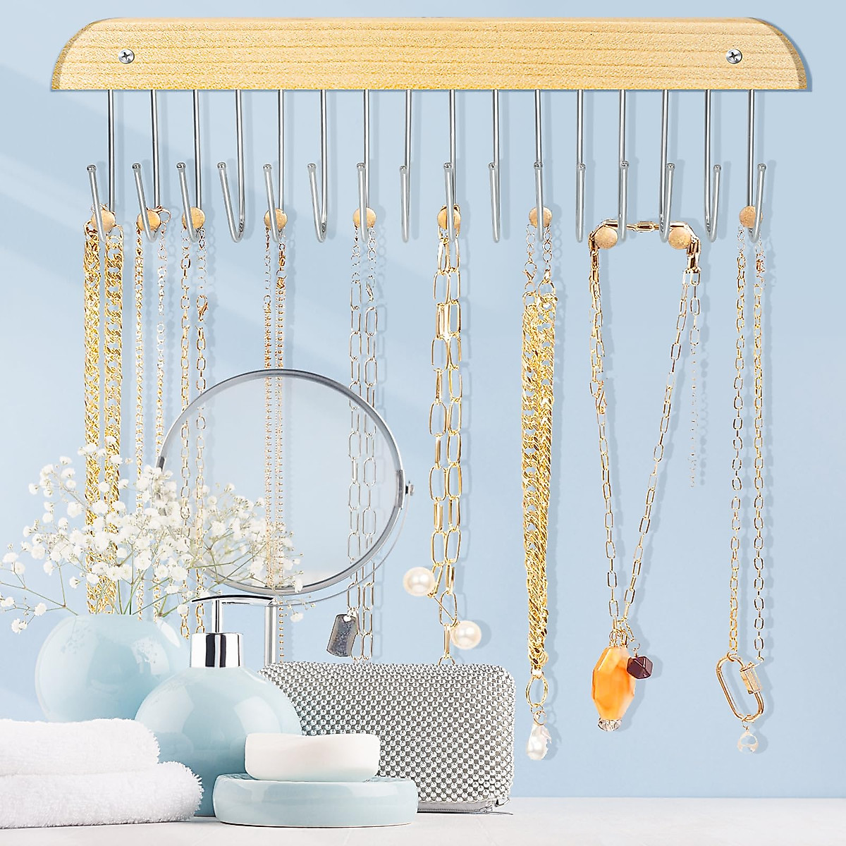 Jewelry Holder Organizer Wall Mount Necklace Holder Necklace Organizer, Hanging Jewelry Organizer