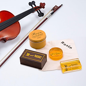 Fansjoy Violin Rosin 2 Pack, Natural Rosin with Case, Light Low Dust Rosin for Violin Viola and Cello Bows