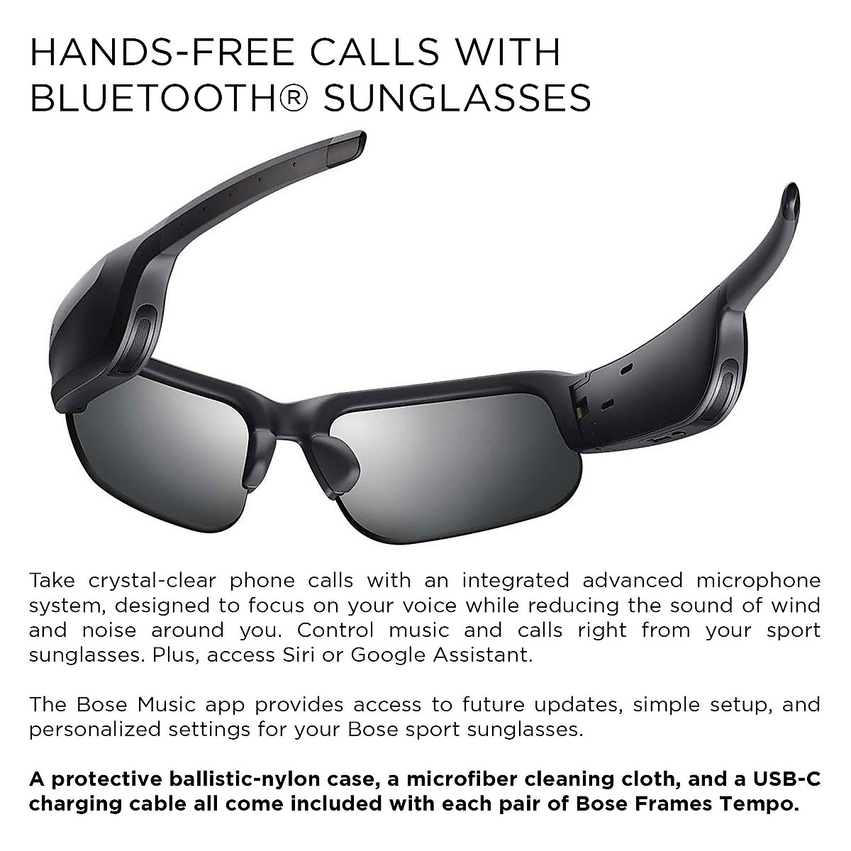 Bose Frames Tempo - Sports Audio Sunglasses with Polarized Lenses & Bluetooth Connectivity – Black