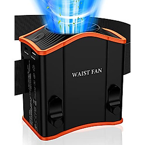 CINLOG Upgraded Portable Waist Fan with Adjustable Belt,10 Times Strong Wind Waist Clip Fan with 12000mAh Battery Over 40H Working Time, Belt Fan for Outdoor Works,Camping,Travel,Fishing