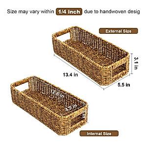 UPINFREESmall Wicker Baskets, Wicker Toilet Basket Tank Topper，Toilet Paper Basket for Back of Toilet Tank Top, 1-Pack