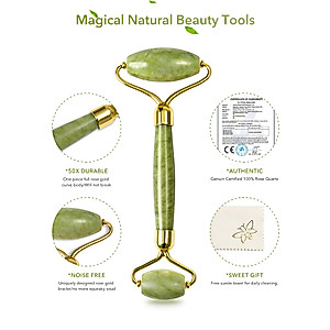 HANABEE Authentic Jade Roller for Face Gua Sha Facial Tools Face Roller Skin Care Facial Roller for Puffiness -Jade