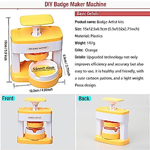 Newest Badge Maker for Kids, 55mm (2.16in) DIY Pin Button Maker Press Machine Badge Punch Kit with 48pcs Button Parts & Pictures & Circle Cutter Gifts Installation-free
