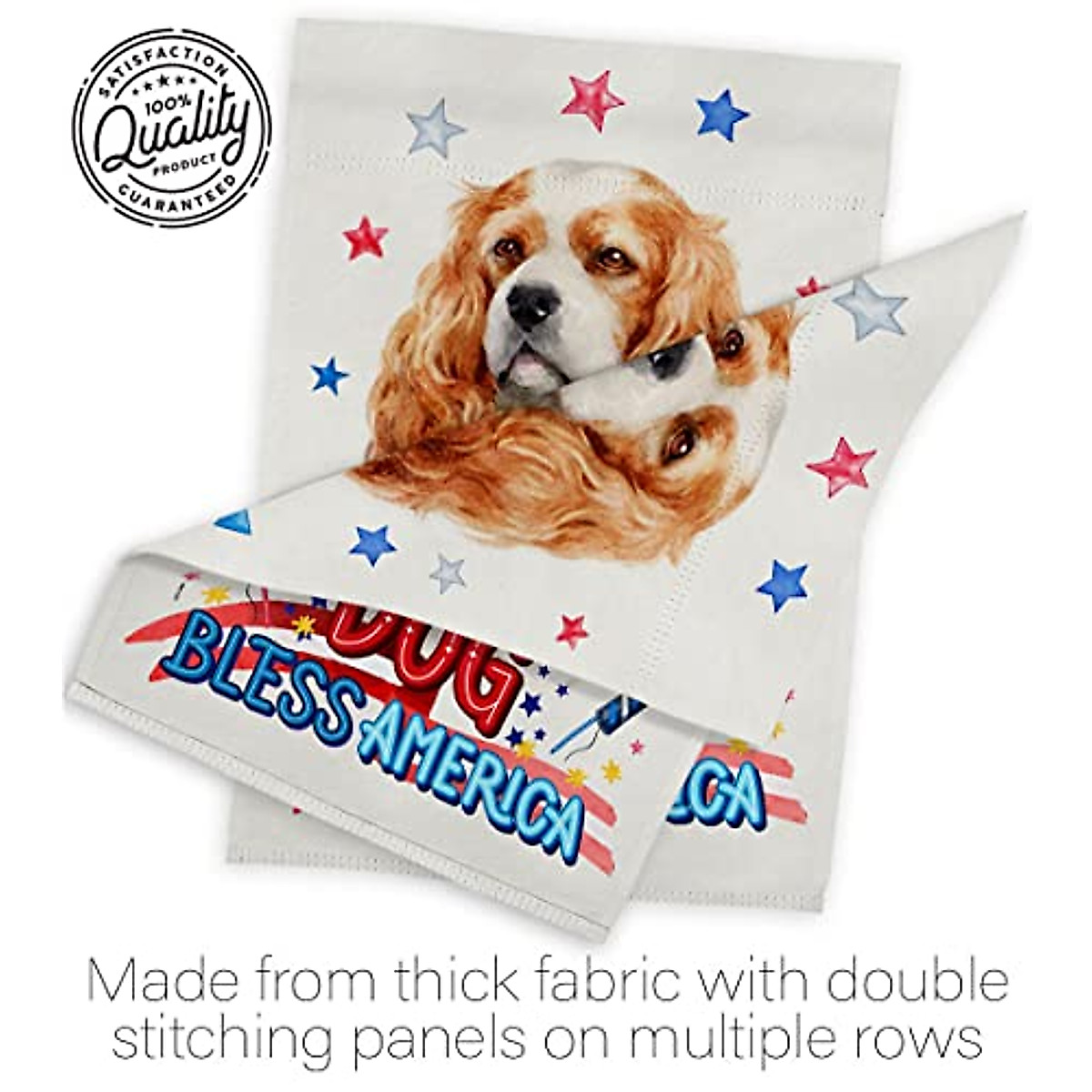 Breeze Decor Patriotic Cavalier King Spaniel Garden Flag-Set Wood Dowel Dog Puppy Spoiled Paw Canine Fur Pet Nature Farm Animal Creature House Banner Small Yard Gift Double-Sided, Made in USA