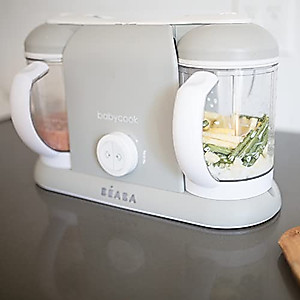 BEABA Babycook Duo 4 in 1 Baby Food Maker, Baby Food Processor, Baby Food Blender Baby Food Steamer, Make Fresh Healthy Baby Food at Home, Large 9.1 Cup Capacity, Cloud