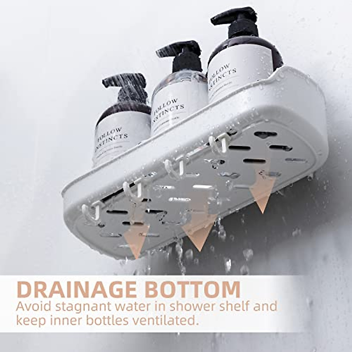 TAILINK 2 Packs Shower Caddy Suction Cup, One Push Assembly Shower Organizer No Drilling Shower Basket Powerful Shower Shelf Bathroom Storage Shampoo Holder Shower Caddy Basket Kitchen Shelf