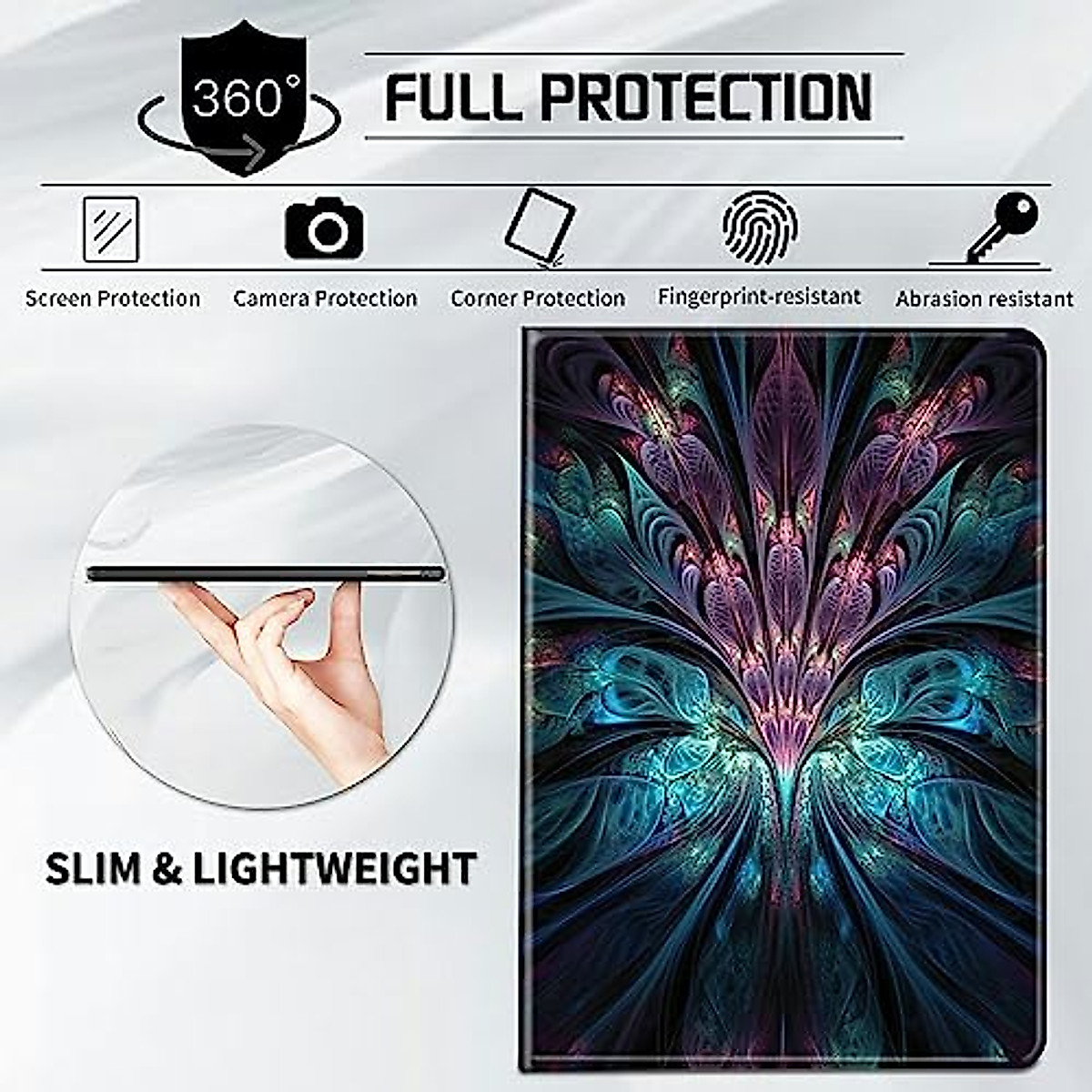 CGFGHHUY for Kindle Fire 7 Tablet Case 2019/2017 Release 9th/7th Generation 7 inch Lightweight Protective PU Leather Smart Stand Cover with Auto Wake Sleep - Peacocks Feathers