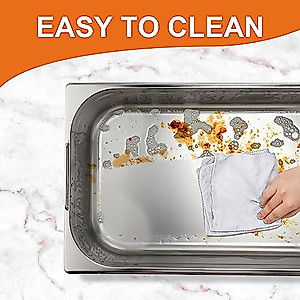 8 Pcs Hotel Pan Full Size 4 Inch Deep Restaurant Stainless Steel Steam Table Pan with Handle for Commercial Hotel Food Buffet Event Catering Supplies