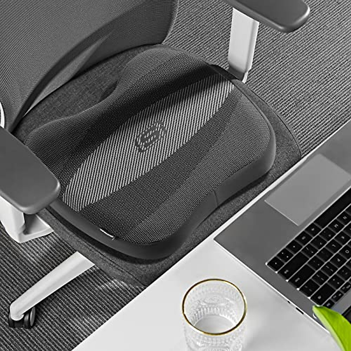 Skechers Skech-Knit Memory Foam Seat Cushion, Ultimate Premium Coccyx Cushion for Tailbone Pain - Seat Pad for Car, Office Chair, Wheelchair, Gaming Chair and Desk Chair - Sciatica & Back Pain Relief