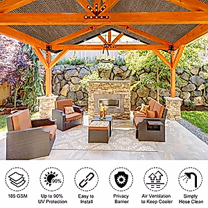 2 Pack 90 Percent UV Protection Outdoor Mocha Sun Shade Cloth 8 x 10 FT Pergola Shade Cover with 60 Pieces Ball Bungee Cords for Outdoor Patio Garden Backyard Lawn Pergola and Carport Cover