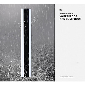 Outdoor Long Strip Modern LED Wall Lighting Fixture Lamps, Elegant Frosted White Acrylic, Black Aluminum Body IP65 Waterproof Anti Rust (Cold White, 60inch)