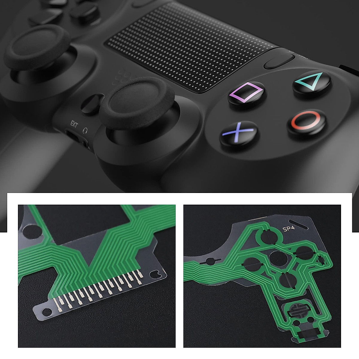 3pcs Conductive Film Replacement Handle Keypad Repair Pads Flexible Controller Membrane Conductive Film Compatible with PS4 Controller JD-M-001 JD-M-010 JD-M-011