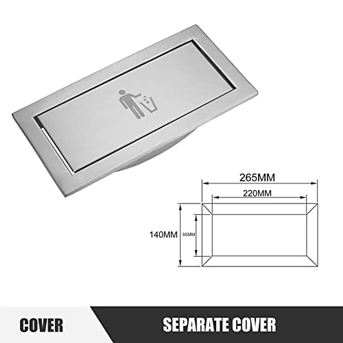 Countertop Flap Lid Built-in Stainless Steel Trash Grommet, Flexible Center Swing Flush Recessed Trash Can Lid, Polished Stainless Steel Grommets, Waste Chute Cover Recessed Counter Top Cover