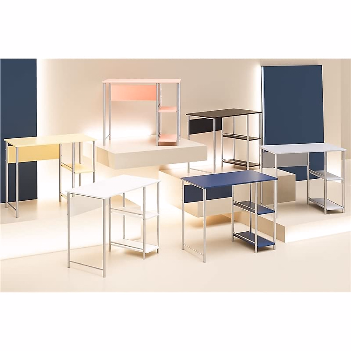 Ameriwood Home Mainstays Garrett Metal Student Computer Desk in Blue