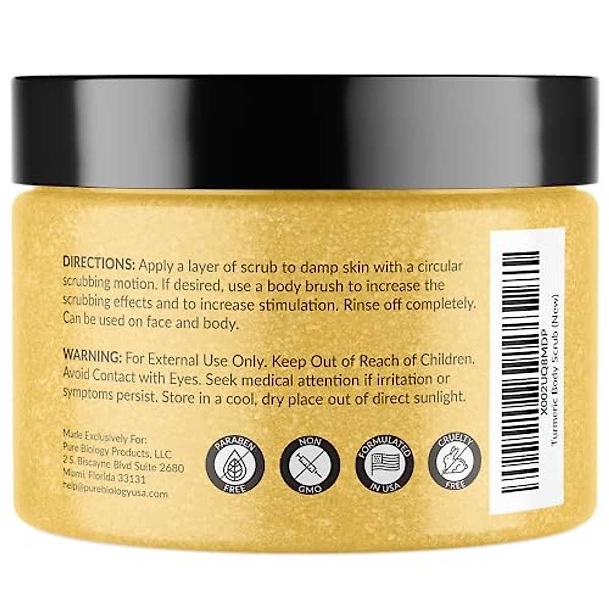 Exfoliating Body Scrub for Men and Women | Turmeric Scrub and Sea Salt Scrub Body Exfoliator with Collagen and Coconut Oil | Hydrating Face Scrub Foot Scrub and Dead Skin Remover for Body Care