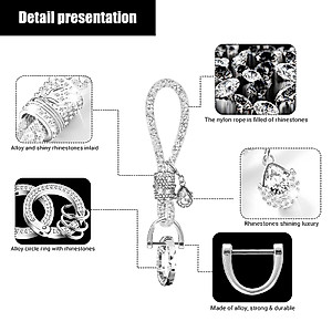 ZKFAR 1 PC Bling Crystal Car Keychain, Car Key Chains Glitter Key Ring, Keychain Accessories with Bling Rhinestones (Black)