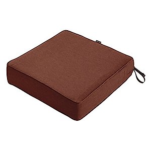 Classic Accessories Montlake FadeSafe Water-Resistant 21 x 21 x 5 Inch Square Outdoor Seat Cushion, Patio Furniture Chair Cushion, Heather Henna Red