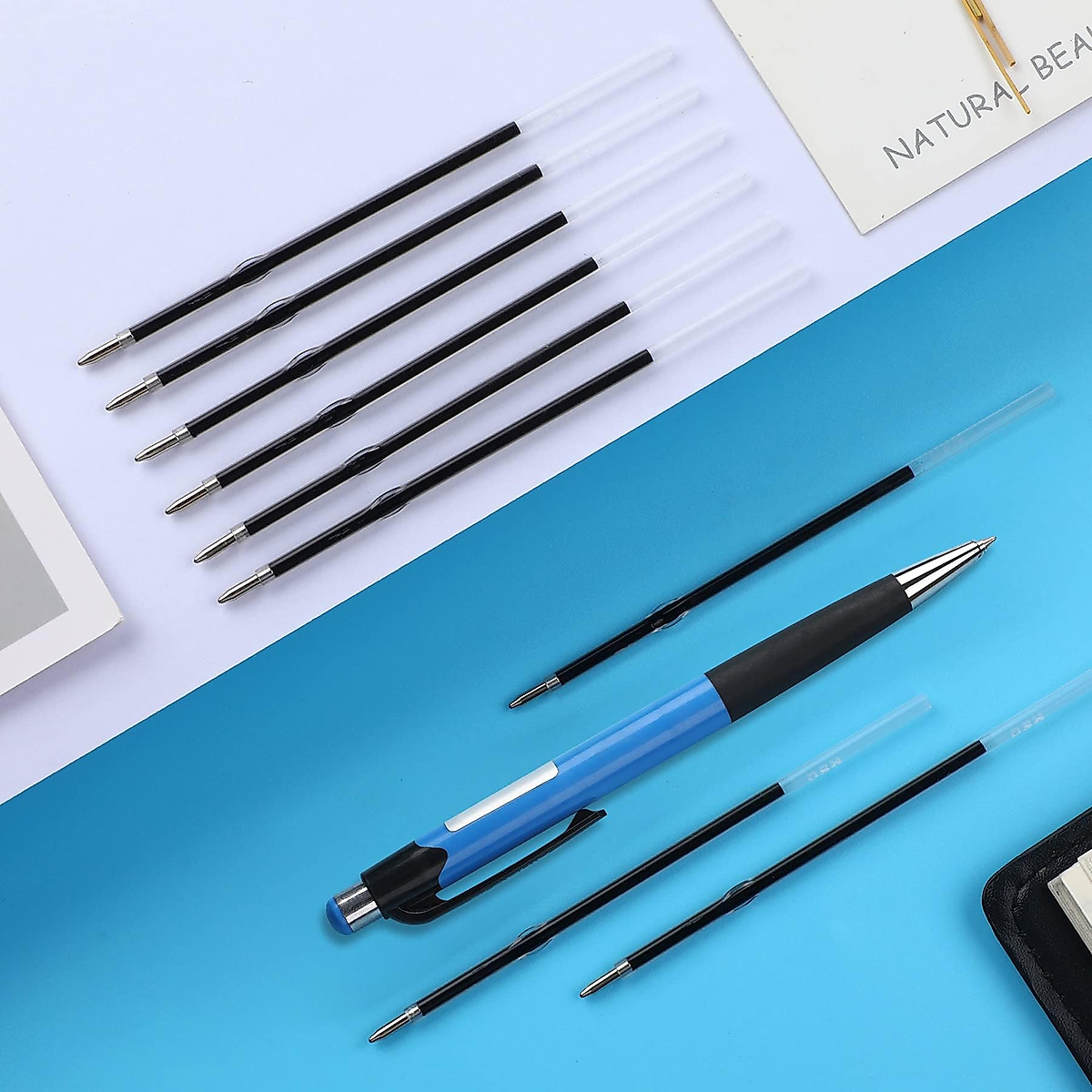 100 Pieces Ink Pen Refills Replaceable Ballpoint Pen Refills Black Ink Refills 0.7mm Smooth Writing Pen Refills for Retractable Pens Office School Supplies (Black)