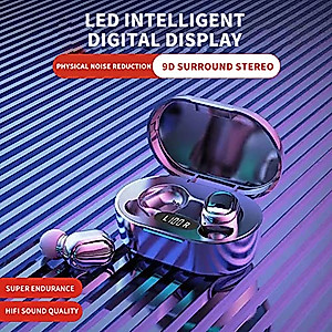 Anmery Wireless Earbuds with Wireless Charging Case Wireless Bluetooth 5.2 in Ear Built-in Microphone Headset Noise Cancelling Headphones Premium Sound for Sports Black