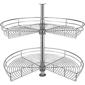 32'' Kidney Chrome Lazy Susan MATHOWAL 2-Shelf Kitchen Cabinet Blind Corner Kidney Shaped Corner Organizer Storage RackIUS Store