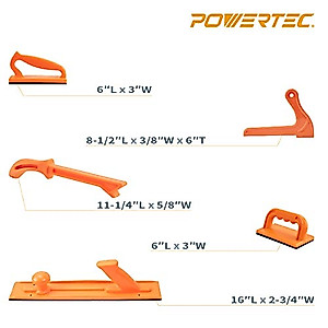 POWERTEC 71009 Push Block and Push Stick Set for Table Saws, Router Tables, Band Saws & Jointers, Dual Ergonomic Handles w/Max Grip, Hand Protection for Woodworking, Safety for Woodworkers – 5 Pack