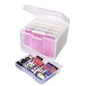 ArtBin 6947ZZ Photo & Craft Organizer Set, Large Box with [5] Plastic Storage Cases Inside, Clear