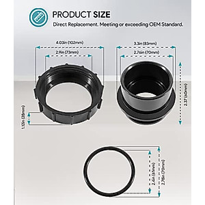 2 Pack 270100 Black Pool Valve Adaptor Replacement Kit for Quad D.E. Filter, FNS Plus Filter, Clean & Clear Plus Filter, Pool/Spa Cartridge Filter