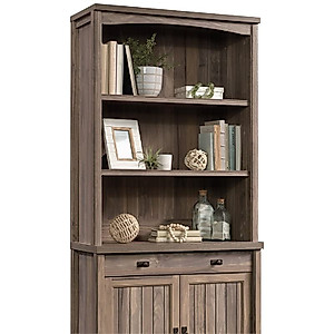 Sauder Costa Washed Walnut 2-Shelf Library Hutch, Washed Walnut Finish