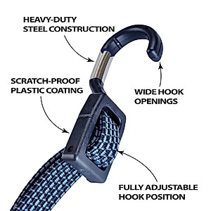 STAPLL Tack Strap – 4-Way Flat Bungee Cord with Rubber Pad Grip, Non-Slip Tie Down Straps for Motorcycle, ATV, Kayak, Cycling, Camping, Truck Storage, Adjustable Bungee Cords - 2 Pack (Orange)