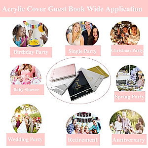 COKEENA Silver Wedding Guest Book with Acrylic Cover |10x7 inches| 50 Sheets Blank Paper (100 Pages), Modern Guest Book for Wedding Reception,Party or Events (Silver)