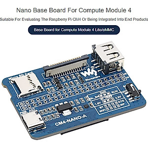 Nano Base Board (A) for Raspberry Pi Compute Module 4 Lite/eMMC,with Raspberry Pi 40PIN GPIO Interface, USB 2.0, MIPI CSI-2 Port