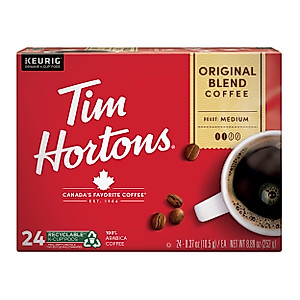 Tim Hortons Original Blend, Medium Roast Coffee, Single-Serve K-Cup Pods Compatible with Keurig Brewers, 24ct K-Cups