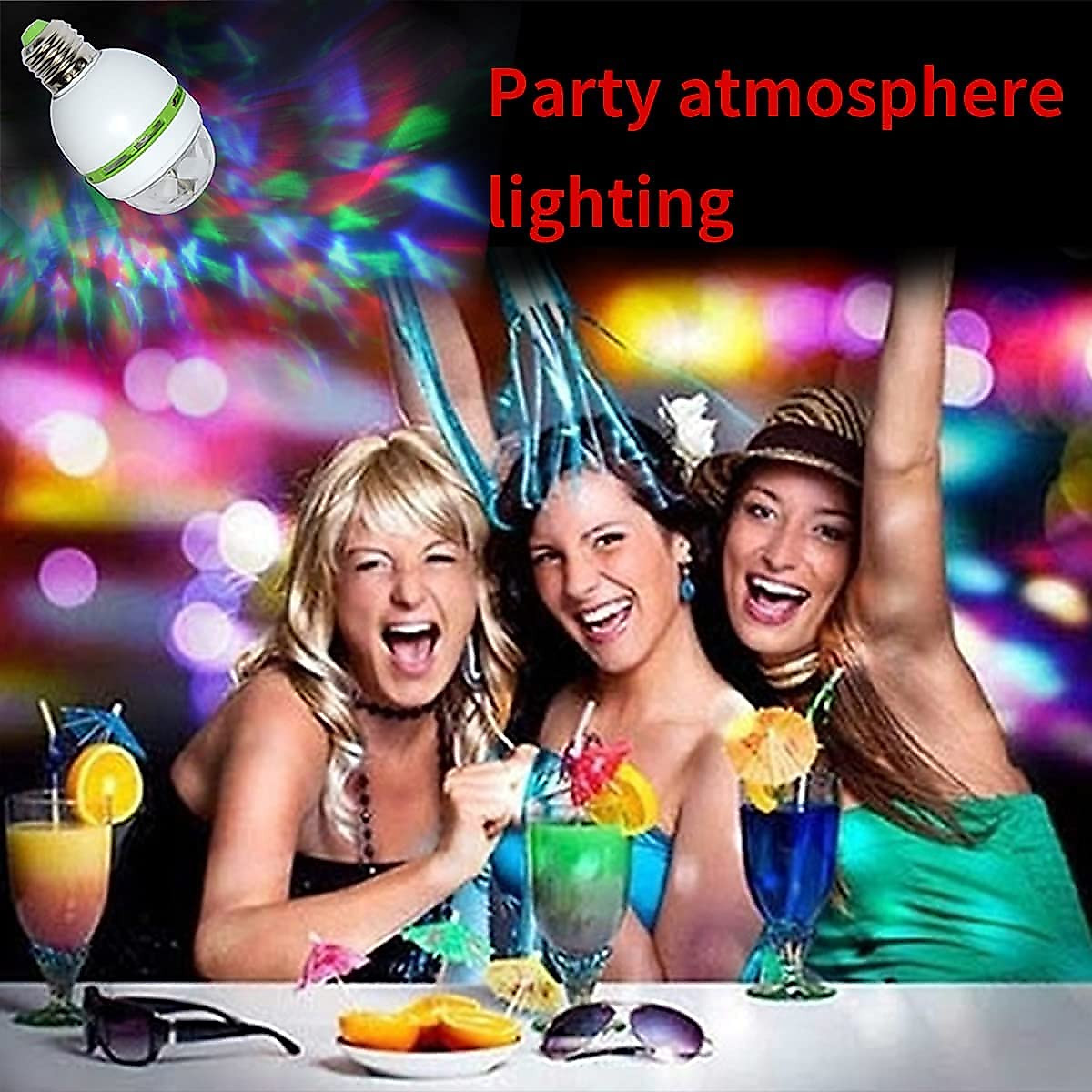 LED Ball Bulb Lamp, 3W E27 LED RGB Crystal Rotating Stage Bulb Voice Auto Rotating Stage Light(1 pcs)