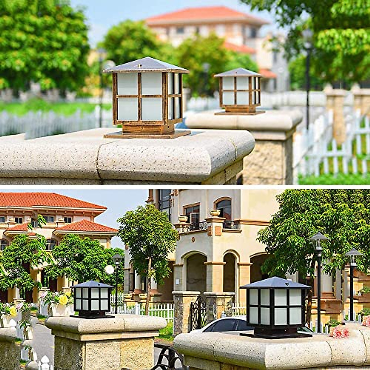 CZLZY Outdoor Post Light Fixtures Aluminum Square E27 Column Light Patio Garden Waterproof Pillar Lamp Acrylic Lamp Shade Villa Fence Pedestal Light Street Light Lawn Landscape Light