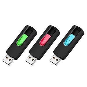 Aiibe Flash Drive 8GB 3 Pack USB Drive 8GB Thumb Drive USB 2.0 Memory Stick USB Flash Drives (8GB, Red Green Cyan)