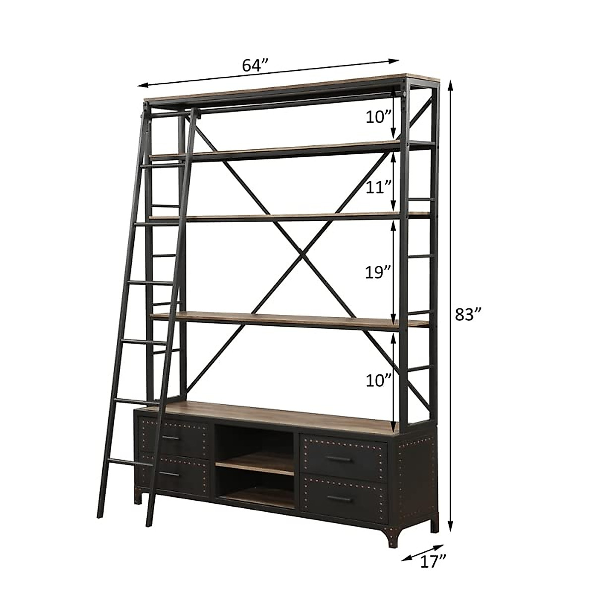 ACME Actaki Bookshelf - - Sandy Gray