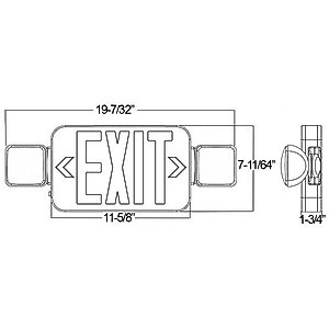 Morris Products Square Head LED Combo Exit Emergency Light – High Output, Remote Capable, Red LED Color, Black Housing – 76 Lumens, Adjustable, (73443)
