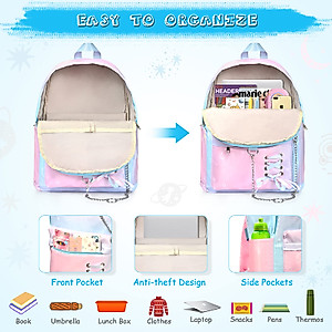 Girls Backpack, Gradient Lightweight Kids School Backpacks for Girls, Cute Book Bag for Girl for Kid Students Elementary Middle School, Kids' School Bag, 16.5*12*5in Pink