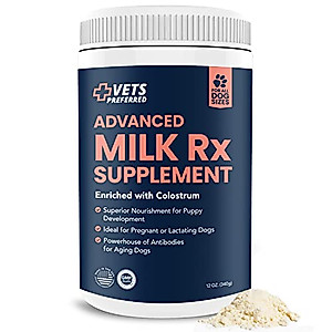 Vets Preferred Puppy Milk Replacement Formula - Dog Milk Replacer Powder Supplement for Pregnant, Lactating, Aging Dogs - Enriched with Colostrum - Nutritious Nursing Formula for Puppies - 12 Oz