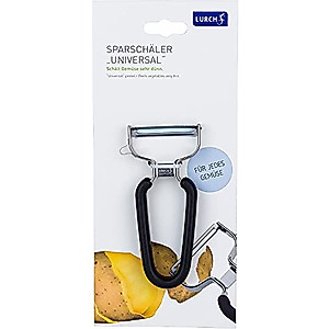 LURCH Germany Universal Ultra Sharp Stainless Steel Vegetable Y Peeler for Potatoes, All Fruits & Veggies | Non-Slip Comfortable Handle | 5.1 x 2.3 Inches / 13 cm x 6 cm - Black