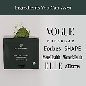 CYMBIOTIKA Japanese Organic Matcha Green Tea Powder, Gluten Free & Vegan Authentic Ceremonial Grade Matcha Mix for Natural Energy Antioxidants, Focus, Anti Aging & Metabolism Support, 30 Servings