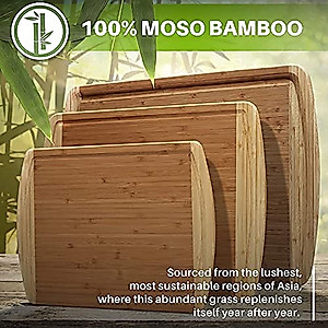 Wood Bamboo Cutting Board – Set of 3 and Medium-Large Wood Cutting Board : 14.5 x 11.5 Inches