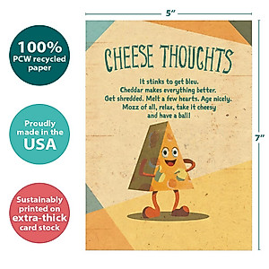 Tree-Free Greetings - Humorous Birthday Cards - Artful Designs - 1 Card + Matching Envelopes - Made in USA - 100% Recycled Paper - 5"x7" - Wisdom from Cheese (GO61537)