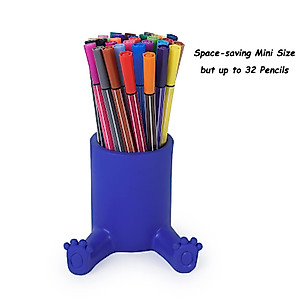 DreamsEden Pen Holder, Resin Pen Pencil Cup with Phone Stand, Desk Organizer (Blue)