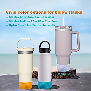 2 Pcs Tumbler Bottom Protector Flask silicone Base Boot for Stanley Quencher Adventure 40oz & Stanley IceFlow 20oz 30oz and Compatible with Hydro Flask Wide Mouth 12oz 21oz 24oz