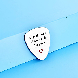 Husband Boyfriend Gifts - Guitar Picks Gifts for For Guitarist Musician, Valentine's Day Gift for Him, Wedding Gift for Men (Style - I Pick You Always And Forever)