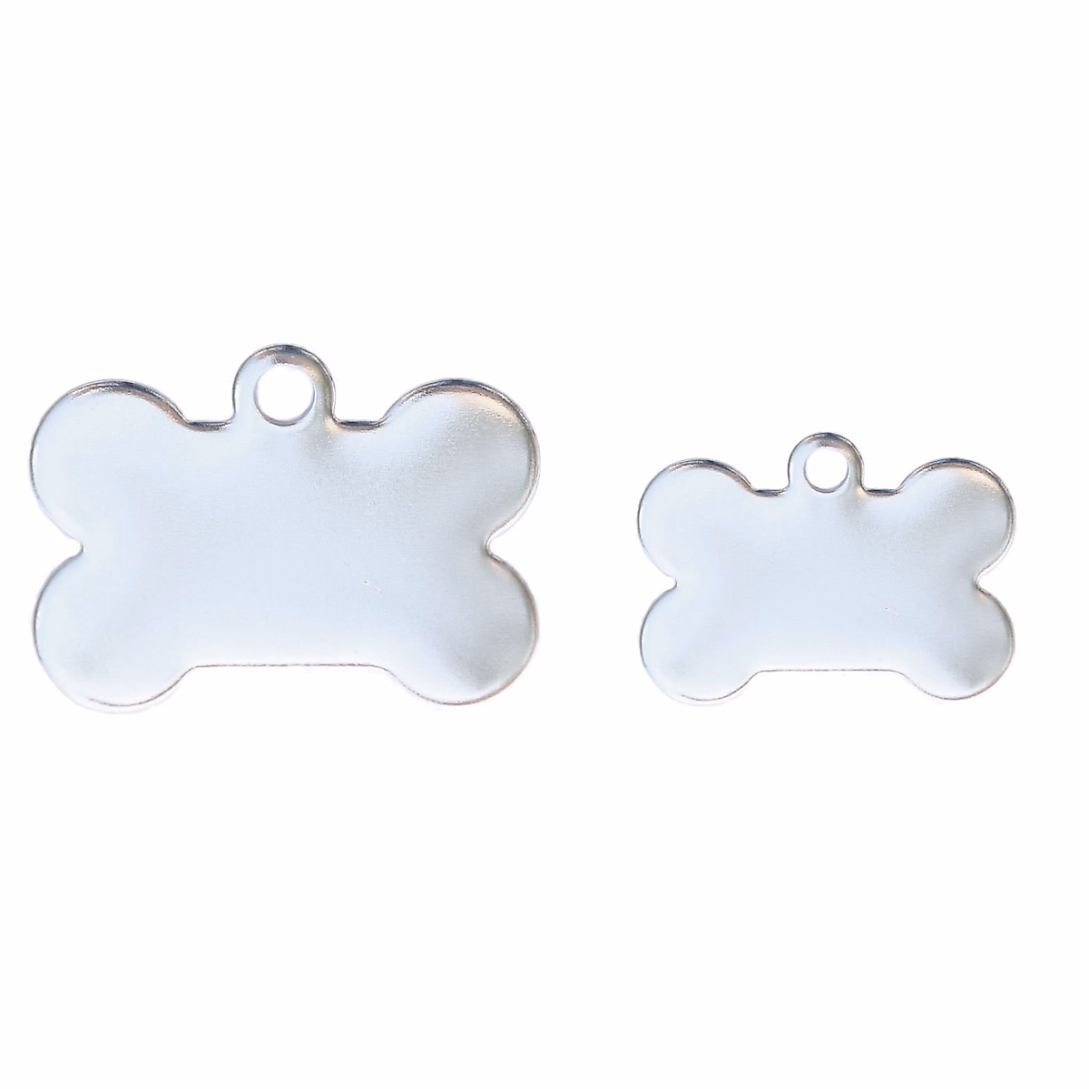 10 Bulk Wholesale Blank Bone Shape Premium Pet Id Tag in Polished Stainless Steel (Large 1.5"x1.25")