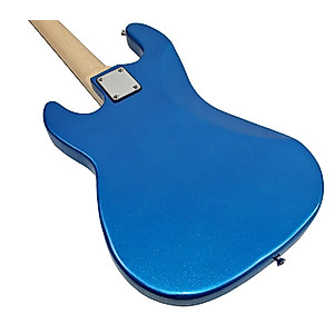 Stedman Beginner Series Bass Guitar Bundle with 15-Watt Amp, Gig Bag, Instrument Cable, Strap, Strings, Picks, and Polishing Cloth - Metallic Blue