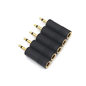 ZRAMO® TH41 Professional Converter Adapter 3.5mm 1/8 Male to 6.35mm 1/4 Female Mono Audio Mic Plug Adapter Jack, Microphone Accessory-5 Piece