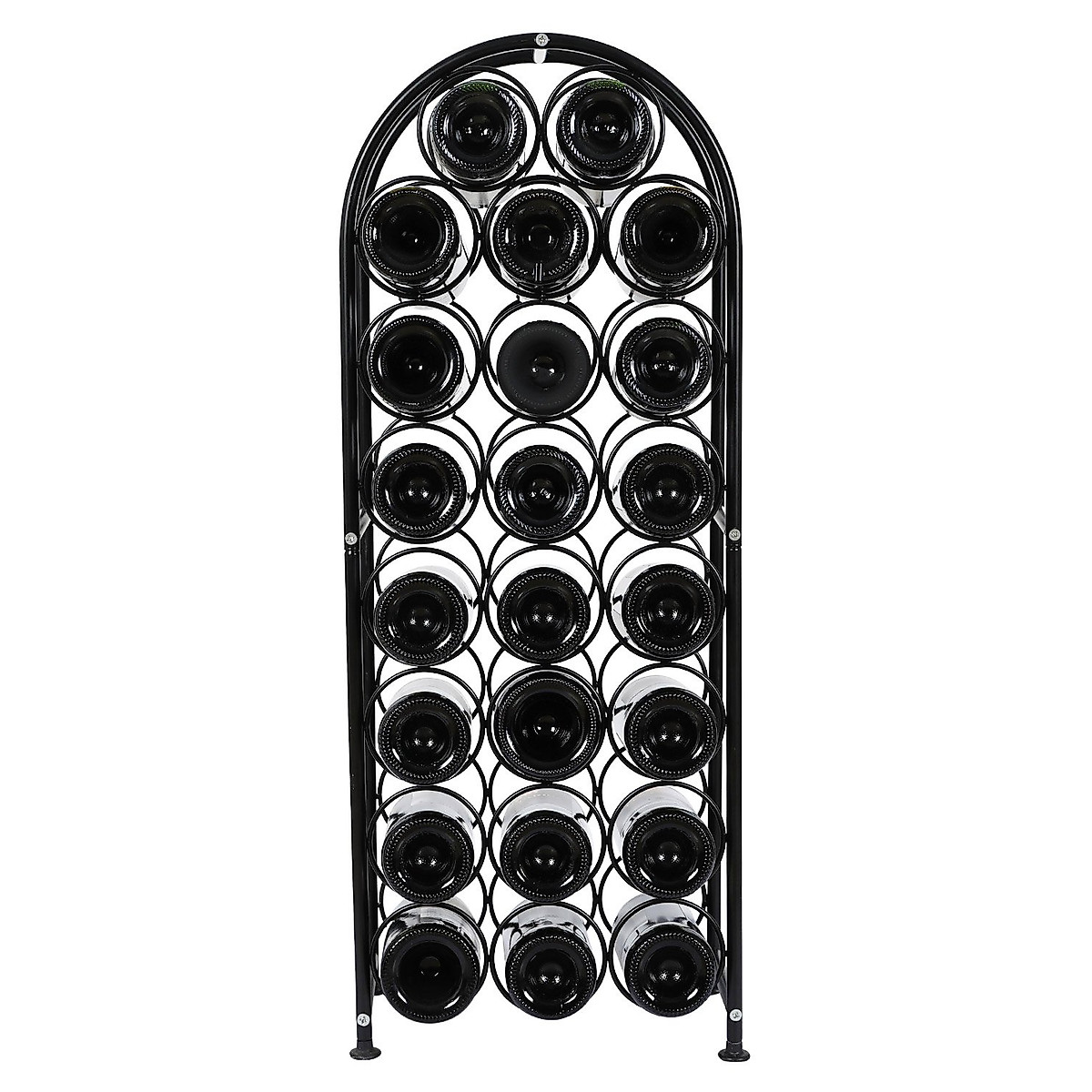 PAG 23 Bottles Arched Freestanding Floor Metal Wine Rack Wine Bottle Holders Stands, Black
